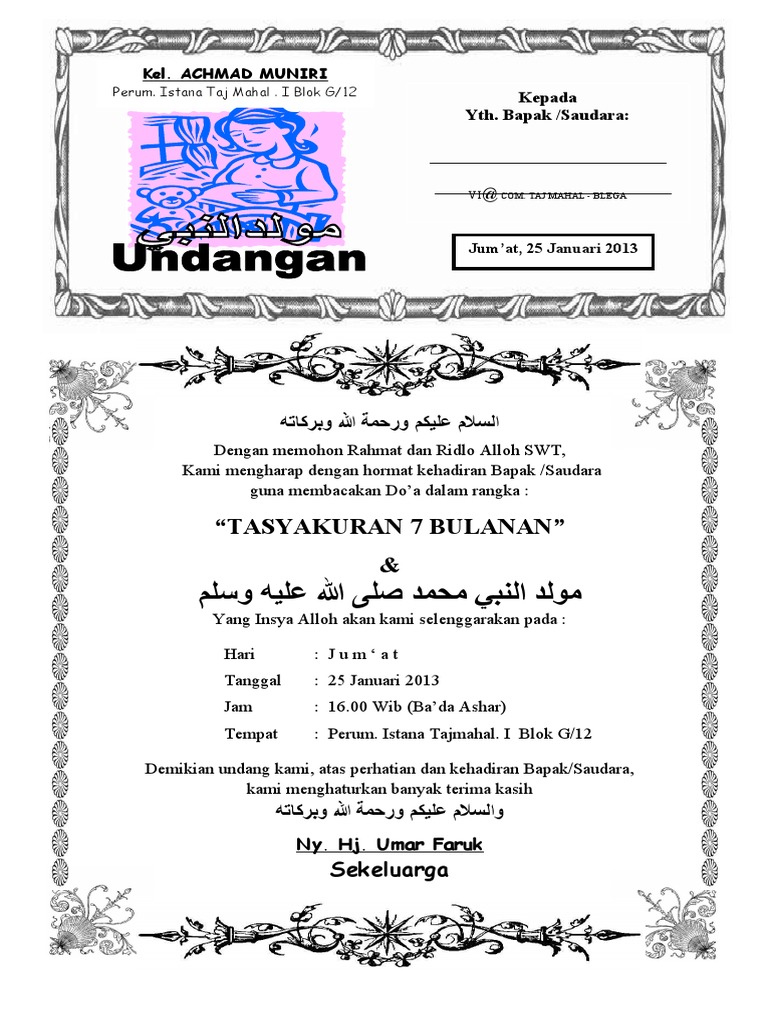 Undangan 7 Bulanan | PDF