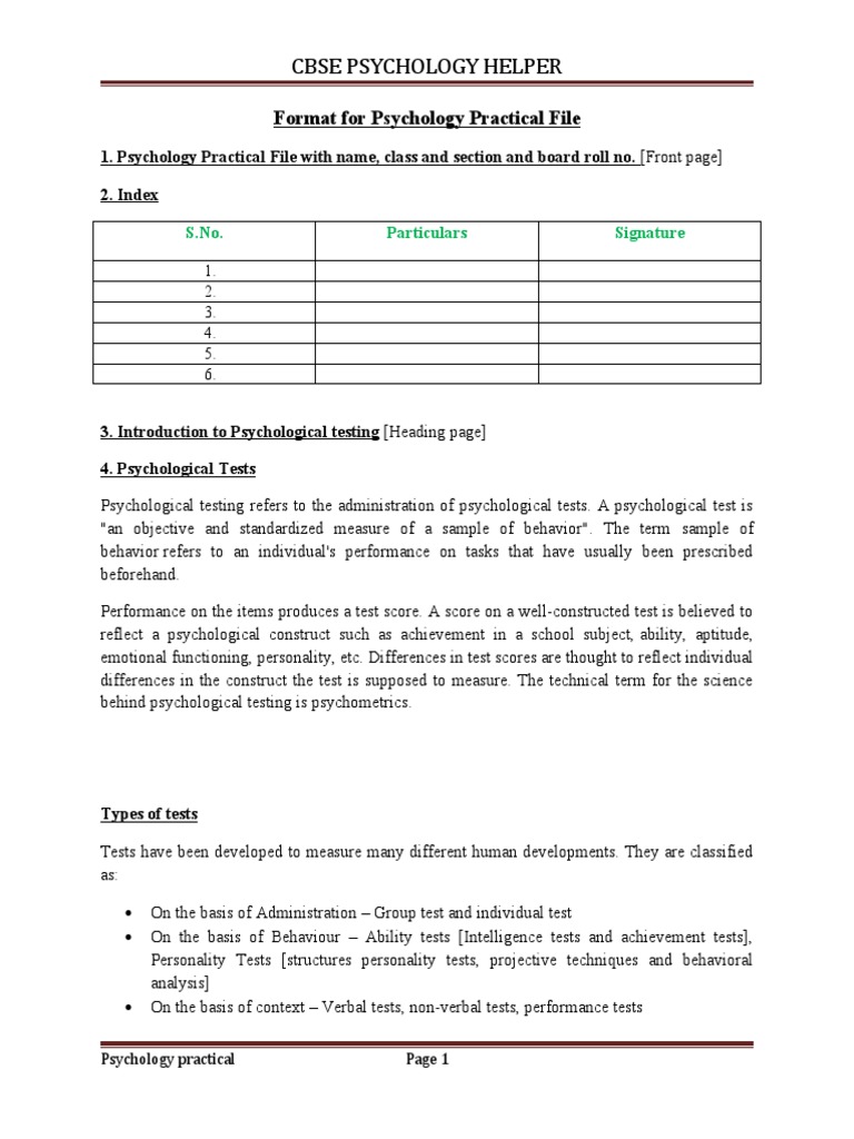 AISS Matter For Practical File. | PDF | Industrial And Organizational Psychology | Psychological ...