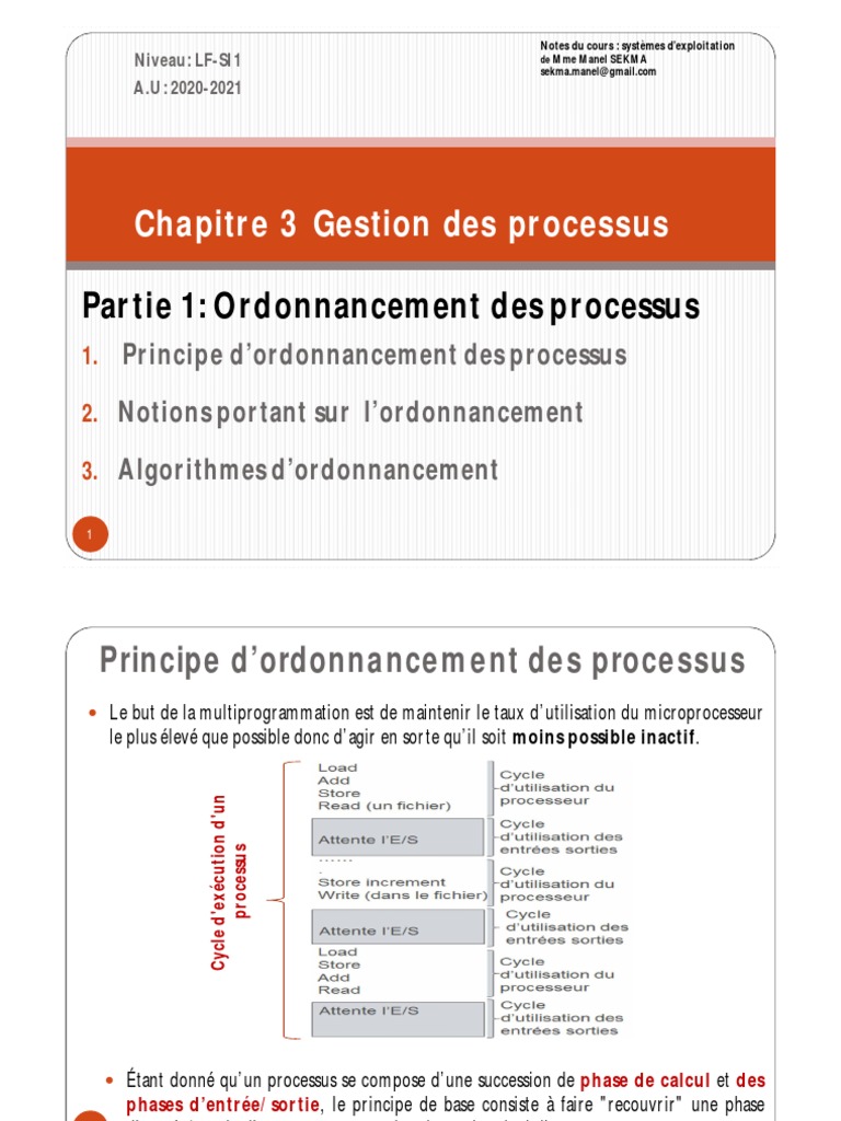 Ordonnancement des processus en SE | PDF | Ordonnancement dans les ...