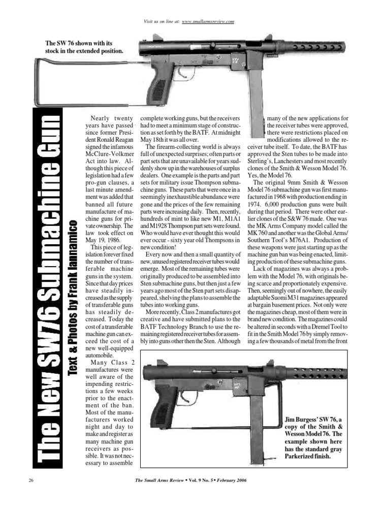 The New SW 76 Submachine Gun (Small Arms Review) | PDF | Hazards ...