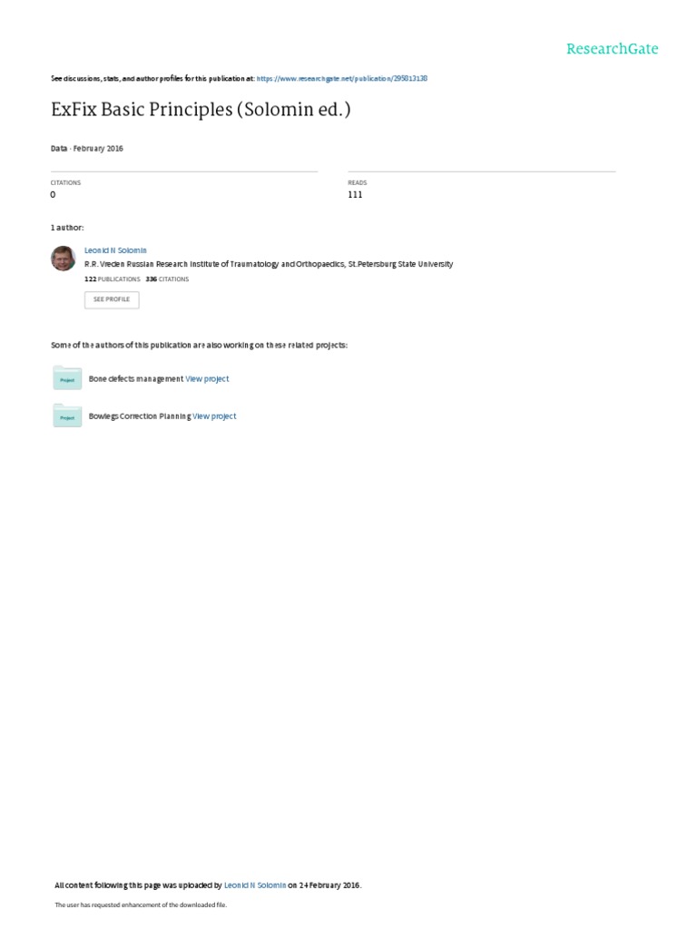 Orthopedic Surgeons' Guide to ExFix | PDF | Orthopedic Surgery ...