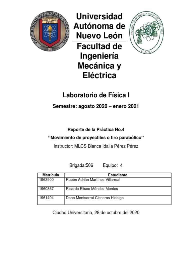 Practica 4 Fisica | PDF | Proyectiles | Aceleración