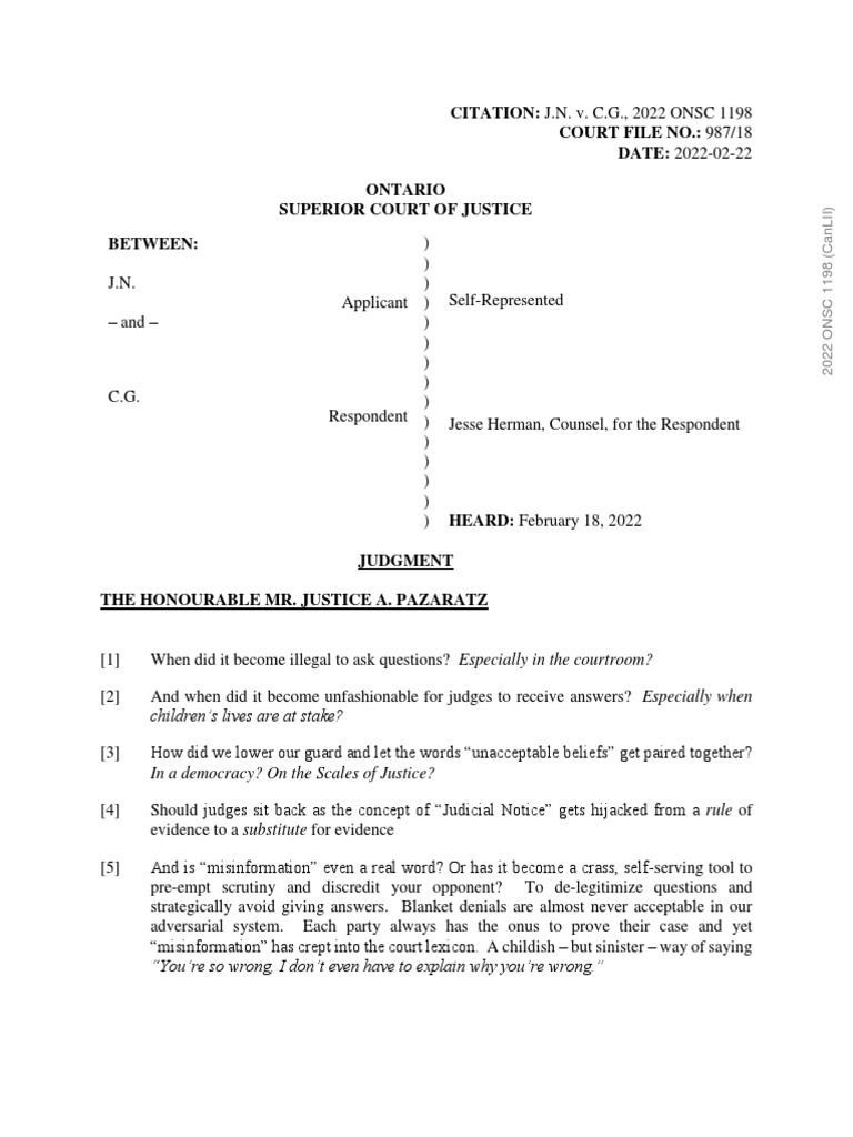 Ontario Family Court Decision: J.N. v. C.G. | PDF