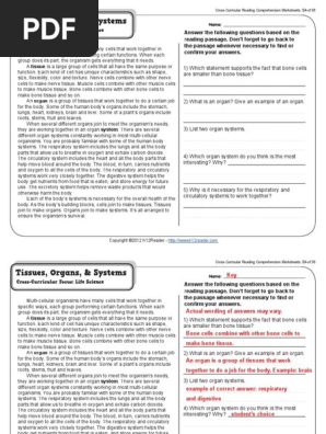 Cross Curricular Reading Comprehension Worksheets D 8 Of 36 Science