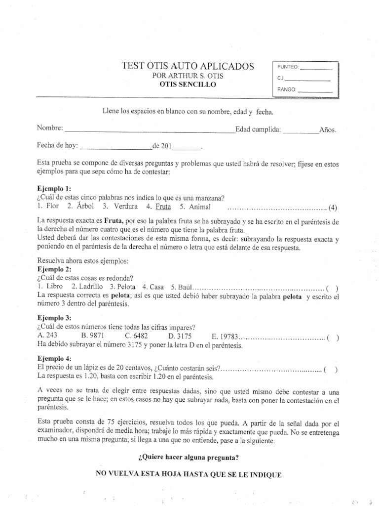 01 Test Otis Sencillo | PDF
