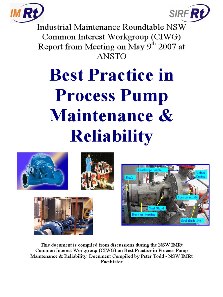 Best Practice in Process Pump Maintenance & Reliability | PDF | Pump ...