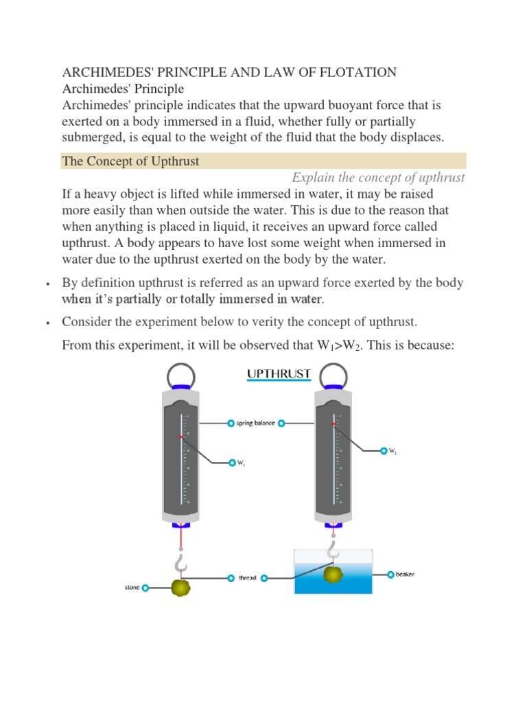 Archimedes' Principle | PDF | Buoyancy | Density
