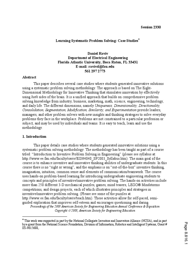 Learning Systematic Problem Solving Case Studies | PDF | Cognition