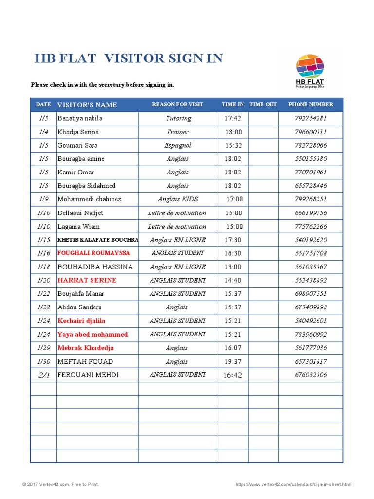 School-Visitor-Sign-In (Enregistré Automatiquement) | PDF ...