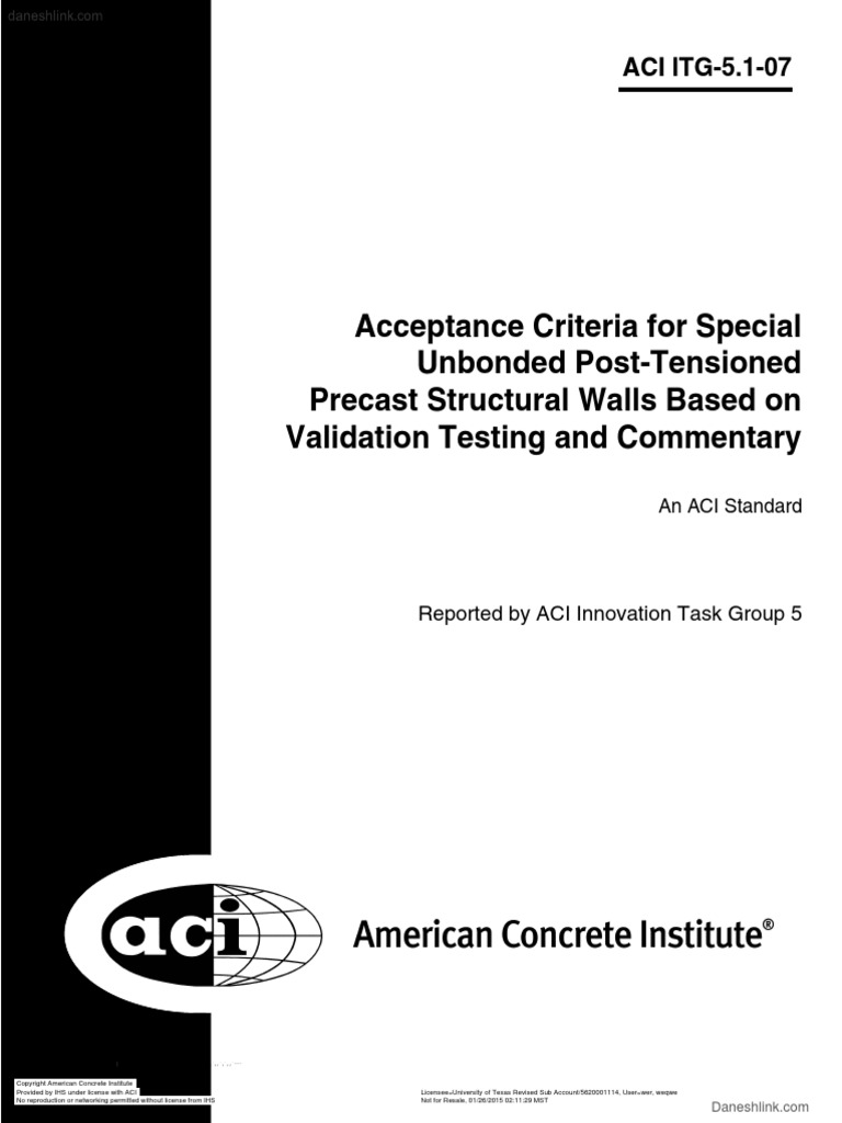 ITG-5.1-07 Acceptance Criteria For Special Unbonded Post-Tensioned ...