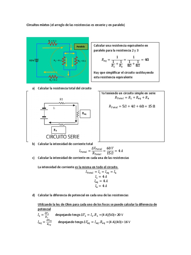 Circuitos Mixtos G | PDF | Resistencia Eléctrica y Conductancia ...