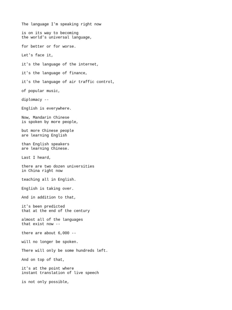 (Inggris) 4 Reasons To Learn A New Language - John McWhorter | PDF ...