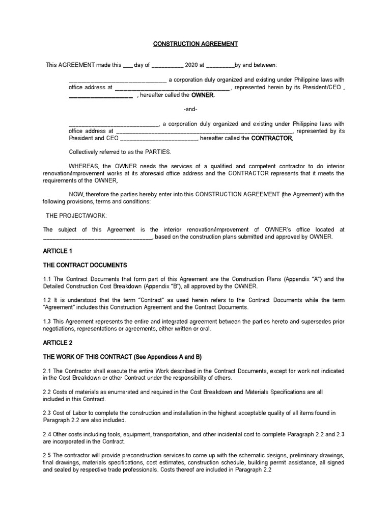 Moa Construction Template | PDF | Employment | Insurance