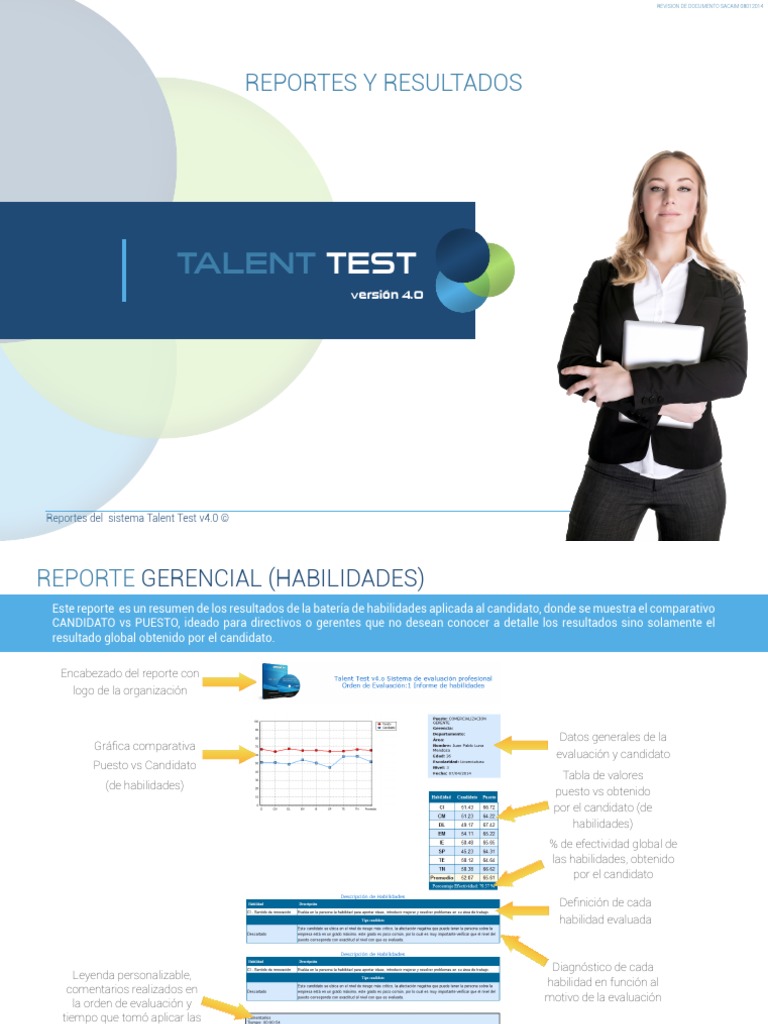 Talent Test v4.0 Reportes Del Sistema | PDF | Evaluación | Cognición