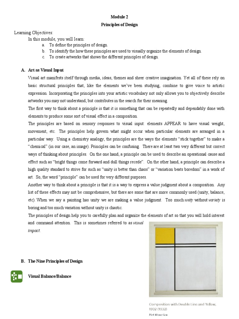 Module 2 Principle of Design | PDF | Composition (Visual Arts) | Symmetry