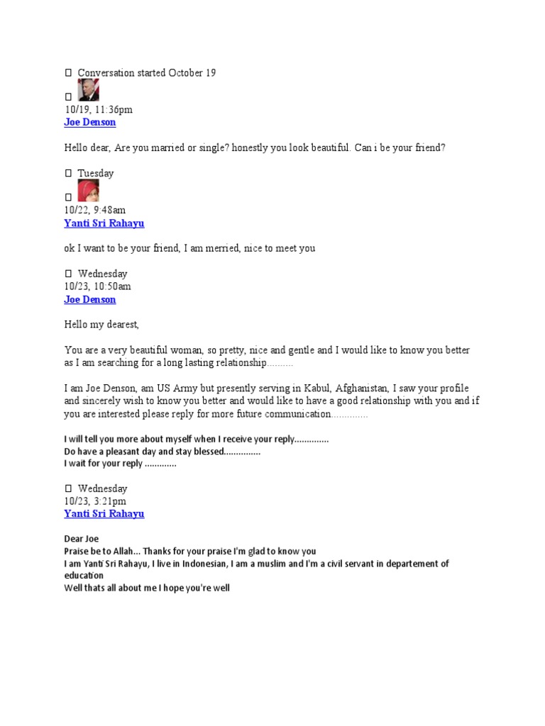 Joe Denson's Online Friendship Proposal | PDF