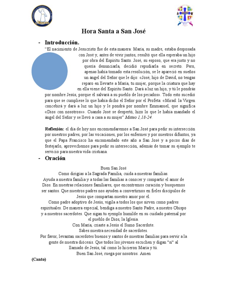 Hora Santa en Honor a San José | PDF | María, madre de Jesús | San José