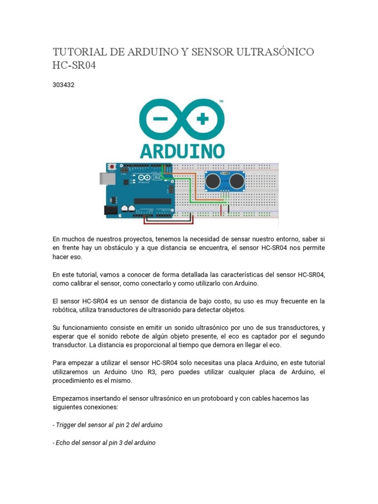 Tutorial Arduino sensor HC-SR04 | PDF | Arduino | Ultrasonido