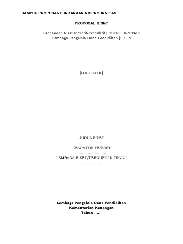 Proposal Pendanaan RISPRO LPDP | PDF | Seni
