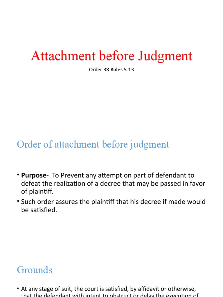Attachment Before Judgment - CPC Session 1 | PDF