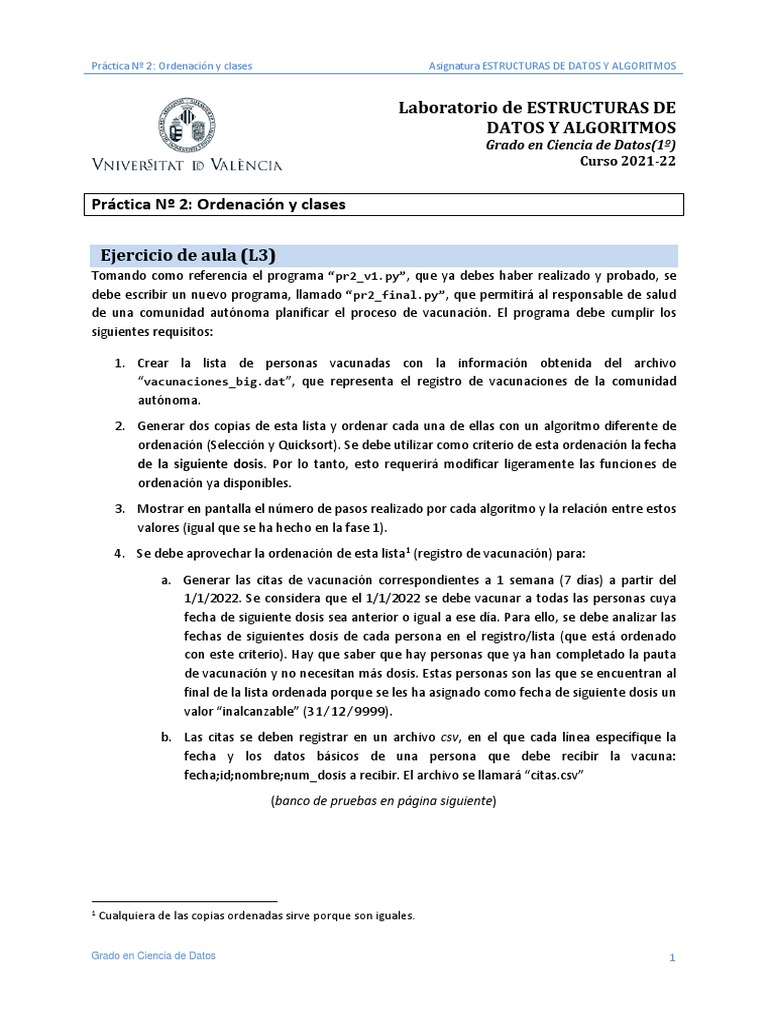 Pr2 Ejercicio L3 | PDF | Vacunación | Algoritmos