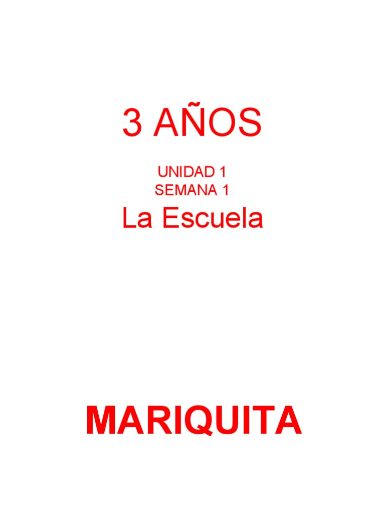 La Escuela: Unidad 1 Semana 1 | PDF | Bienestar