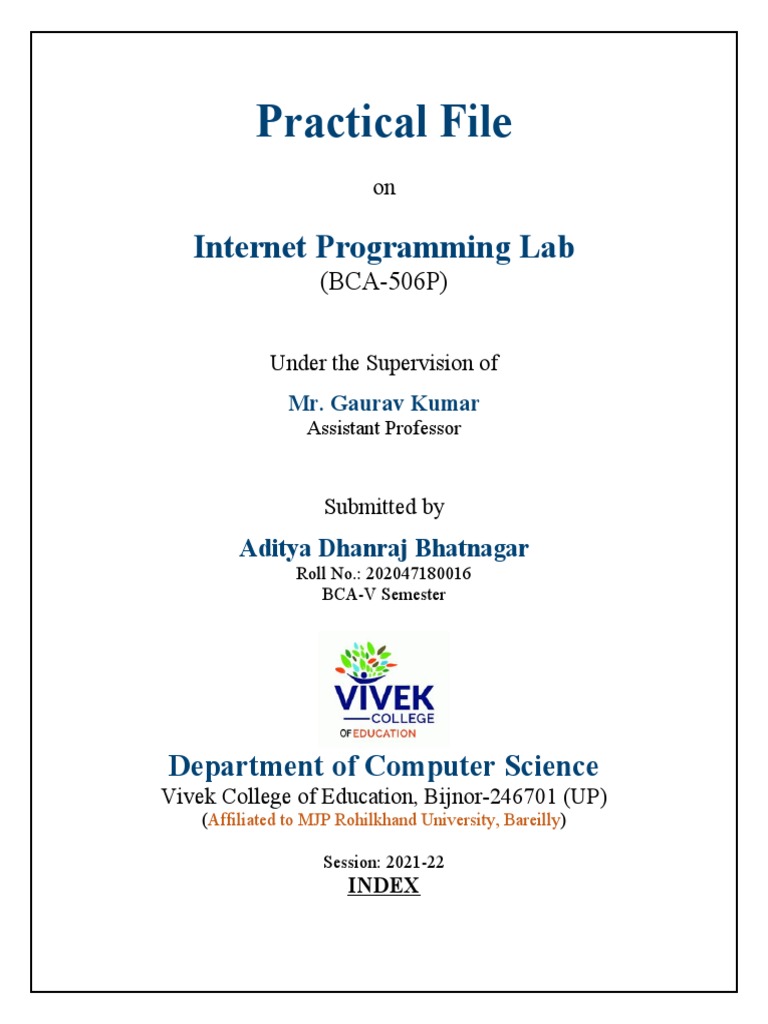 Practical File: Internet Programming Lab | Download Free PDF | Class ...