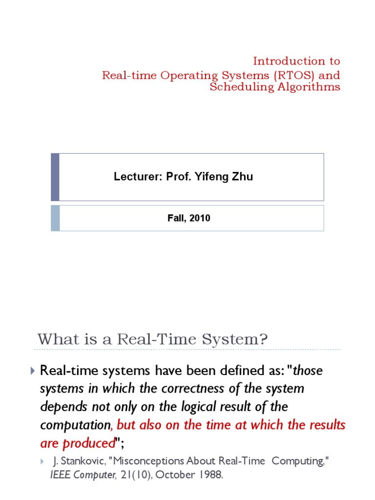Introduction To Real-Time Operating Systems (RTOS) and Scheduling Algorithms | Download Free PDF ...