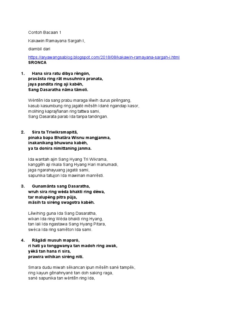 1b-Contoh Bacaan 1 Kakawin Ramayana | PDF
