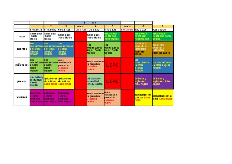 Horario 7p1 Con Reseso | PDF