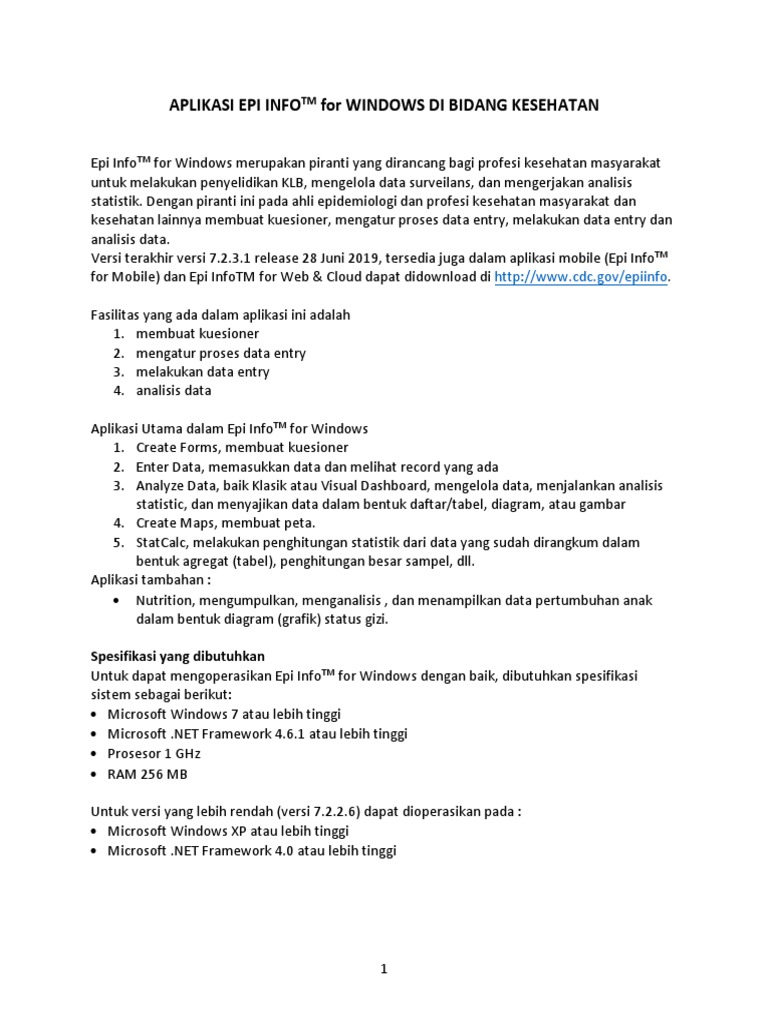 MODUL 1 APLIKASI EPI INFO For WINDOWS | PDF | Komputer
