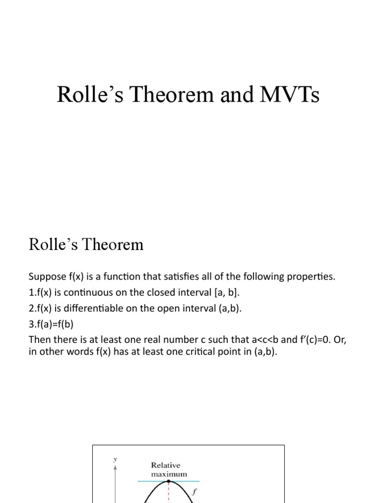 1 Rolle's Theorem and MVT | PDF | Teaching Methods & Materials