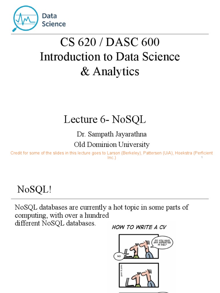 Cs 620 / Dasc 600 Introduction To Data Science & Analytics: Lecture 6 ...