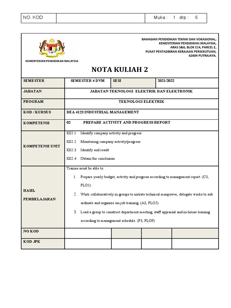 Nota Kuliah 2 - Aktiviti Dan Laporan | PDF