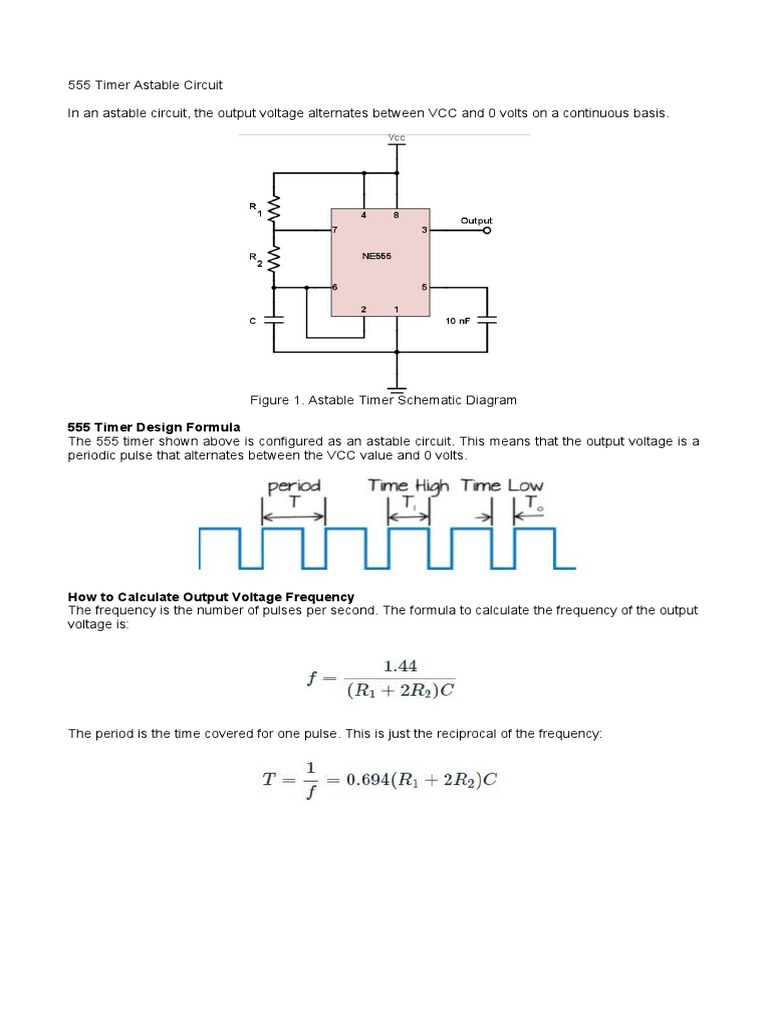 555 Timer Astable Circuit Frequency Calculator | PDF | Electronic ...