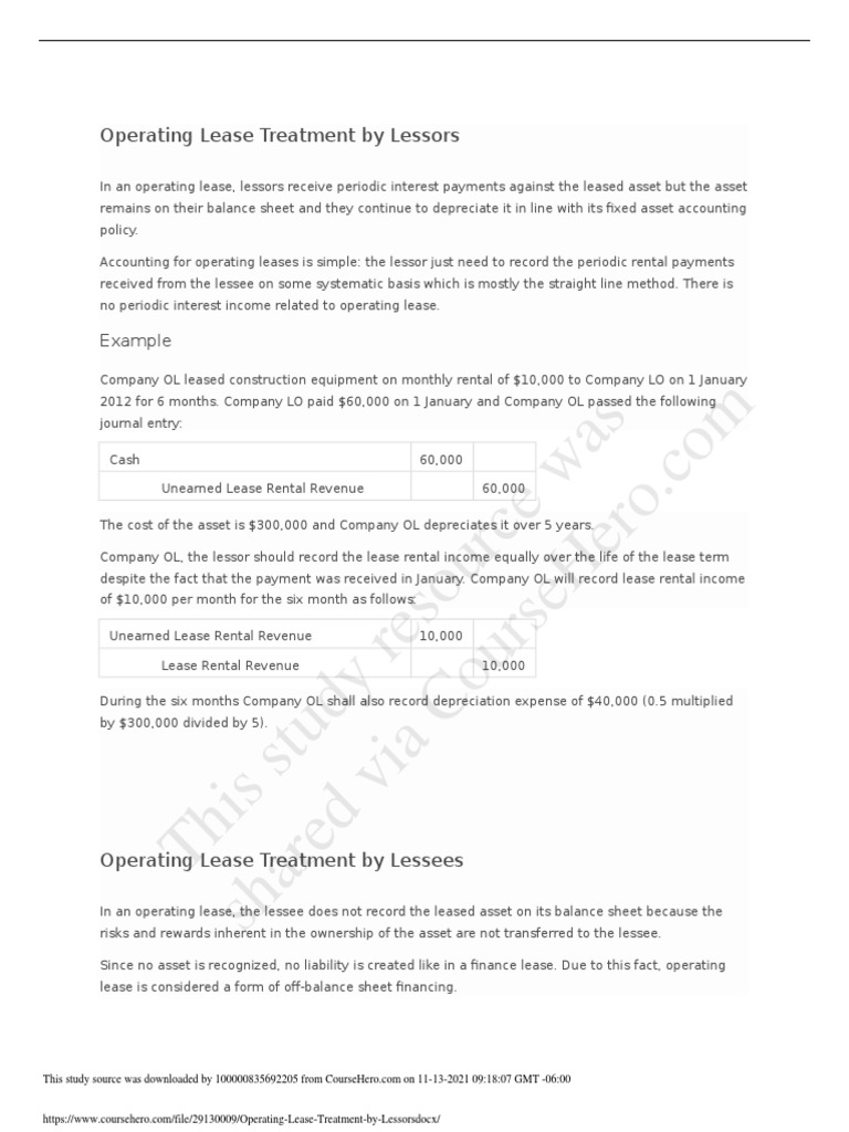 An In-Depth Examination of Operating Lease Accounting Treatment for ...
