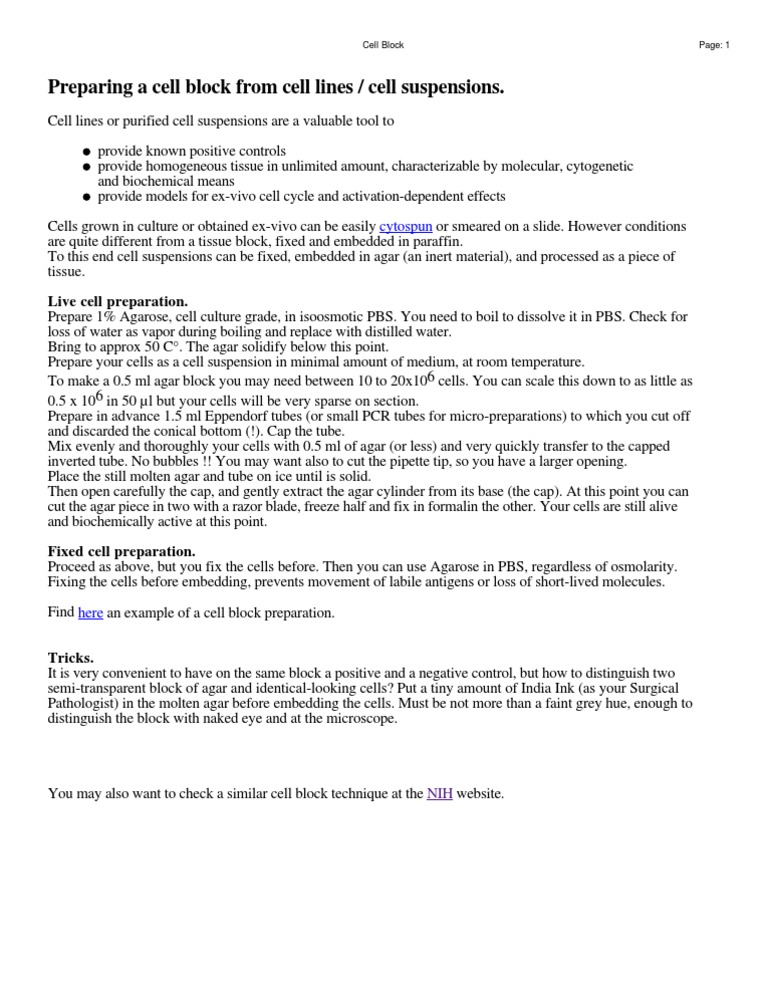 Cell Block | PDF | Agar | Cell Culture