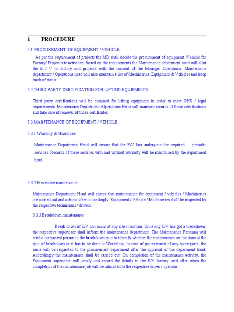 Maintenance Procedure | PDF