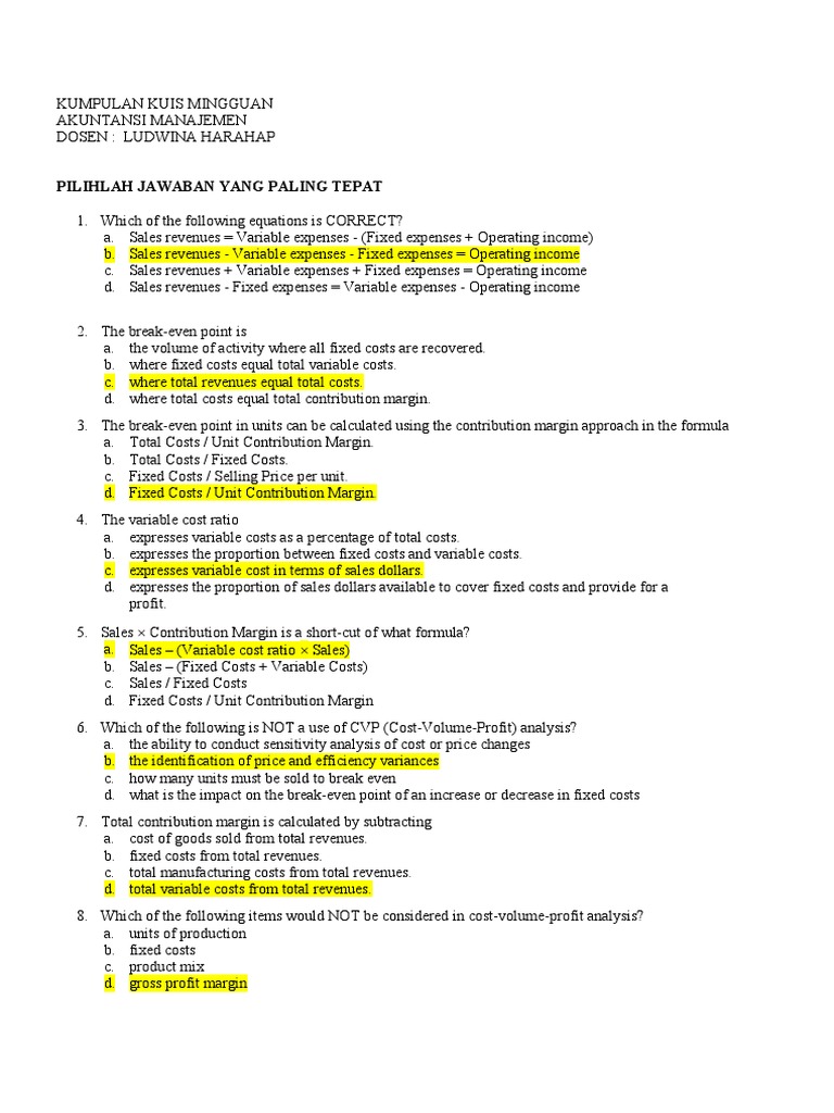 Kumpulan Kuis Akmen 2 | PDF | Business | Business Economics