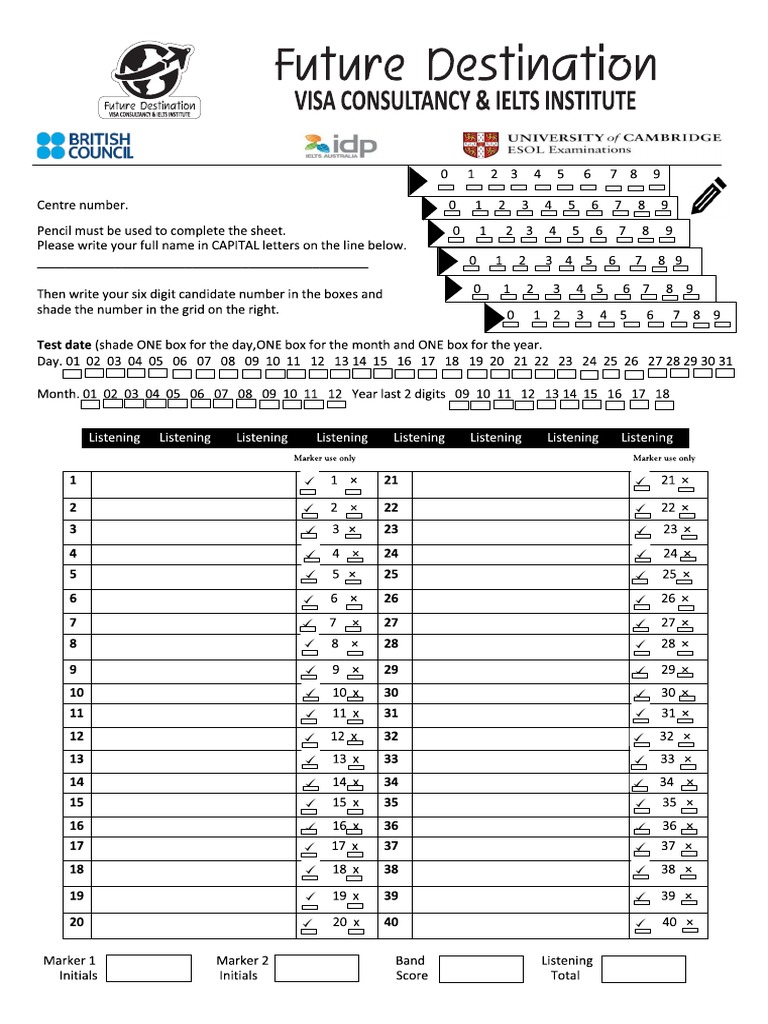Answer Sheet Reading & Listening3 | PDF
