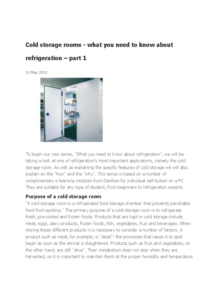Cold Storage Rooms - What You Need To Know About | PDF | Refrigeration ...
