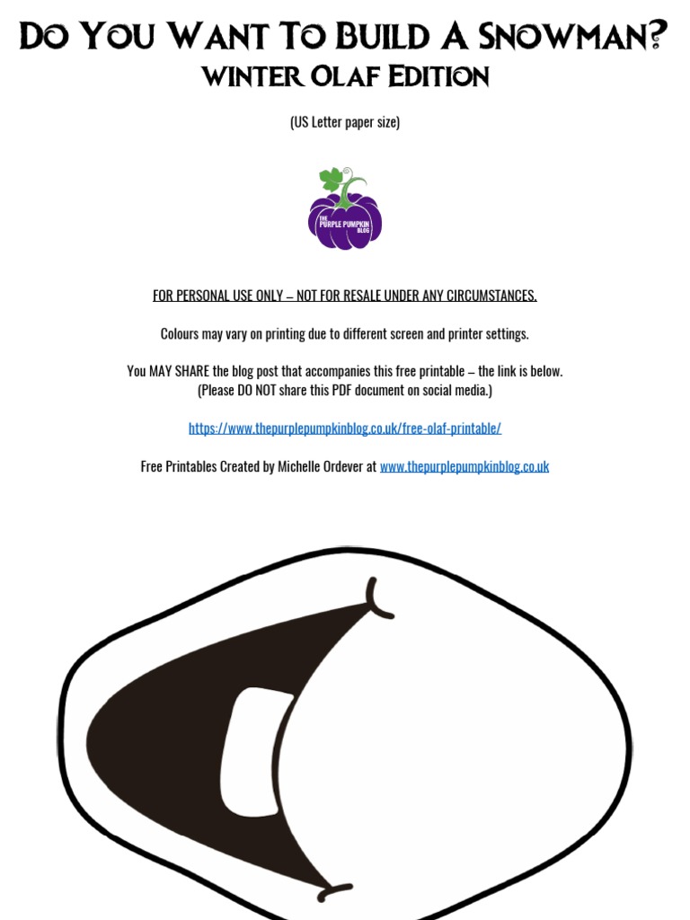 Free Printable Winter Olaf Template | PDF