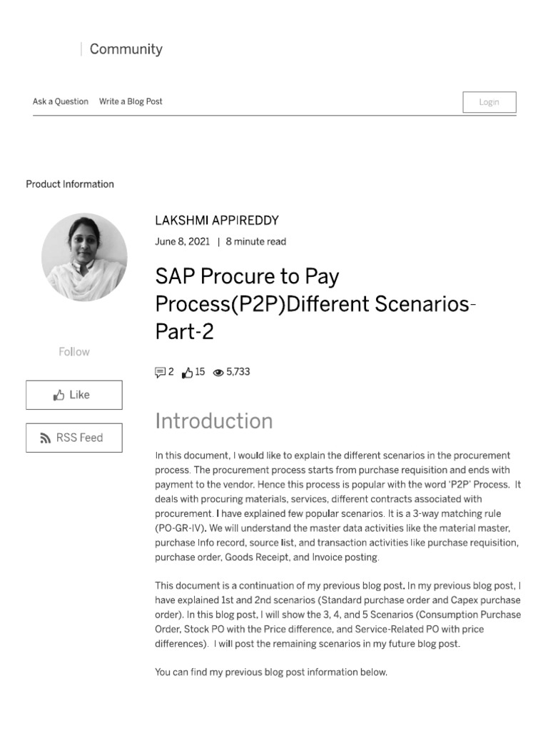 SAP Procure To Pay Process (P2P) Different Scenarios-Part-2 - SAP Blogs ...