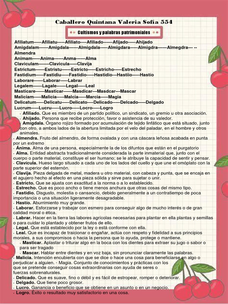 Cultismos y Palabras Patrimoniales | PDF