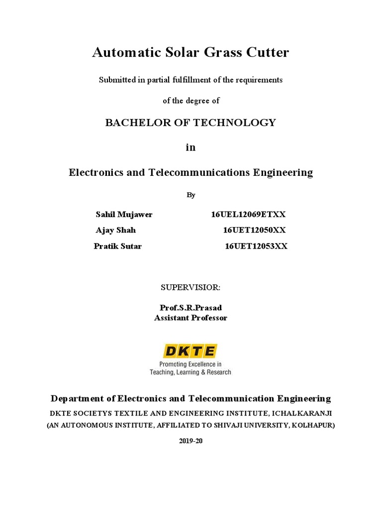 Automatic Solar Grass Cutter | PDF | Academic Degree