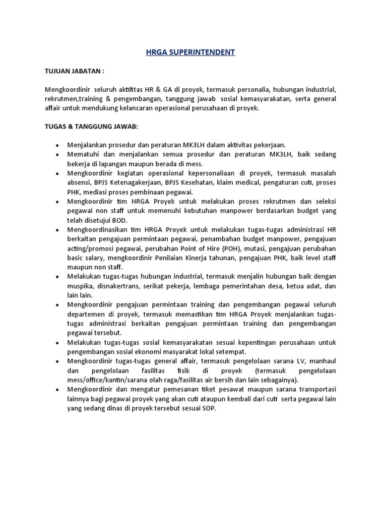 Hrga Superintendent | PDF