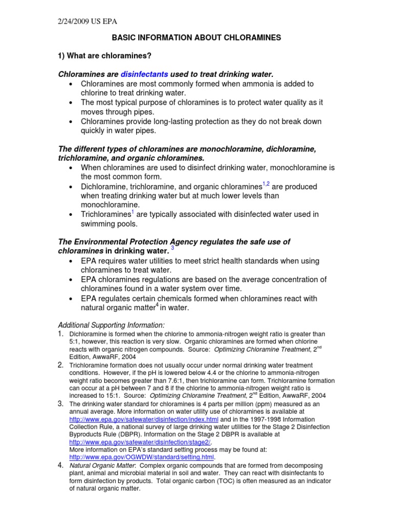 Chloramine by Us Regulation | PDF | Water | Environmental Technology