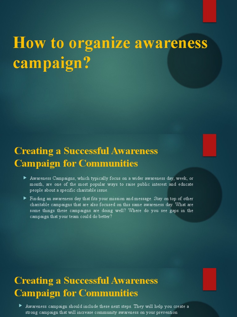 How To Organize Awareness Campaign | PDF | Goal | Community