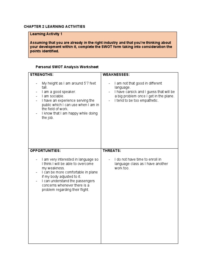 Personal Development Plan for Achieving a Career as a Flight Attendant ...