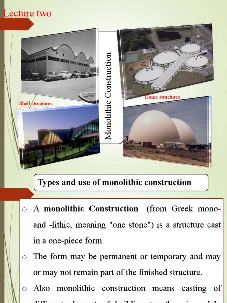 Modern, Monolothic Construction..Lecture - 2 | PDF | Concrete | Dome